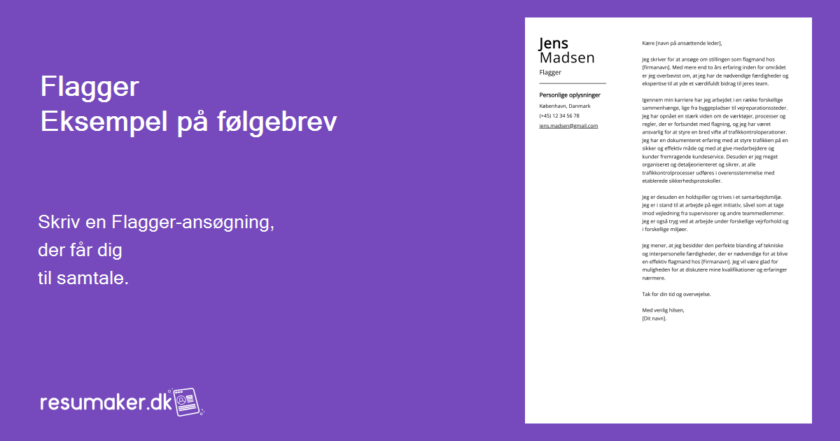 Flagger Følgebrev: Eksempel og guide (entry level og senior jobs)