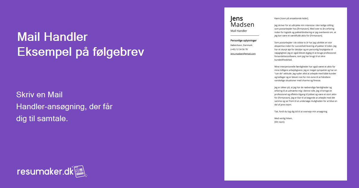 Mail Handler Følgebrev: Jobbeskrivelse, eksempel og guide