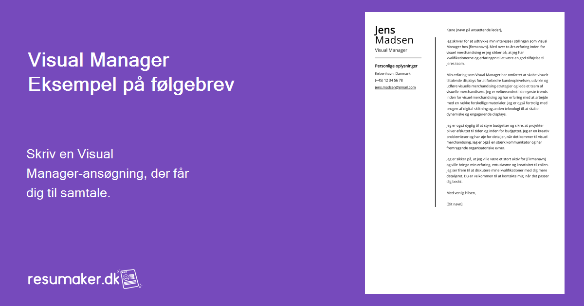 Visual Manager Eksempler på følgebreve & vejledning